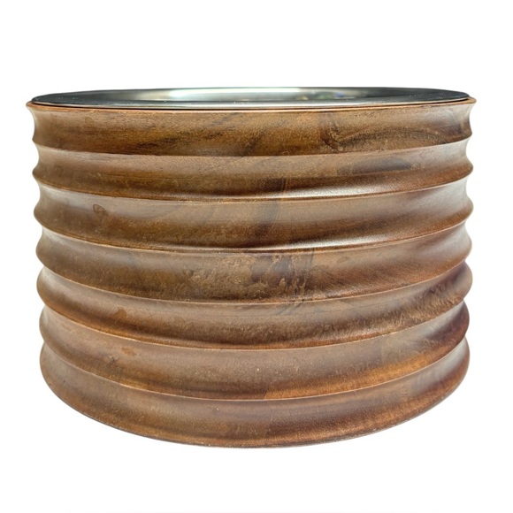 live love bark | Dog | Dark Wooden Dog Bowl Round Stainless Steel Bowl ...